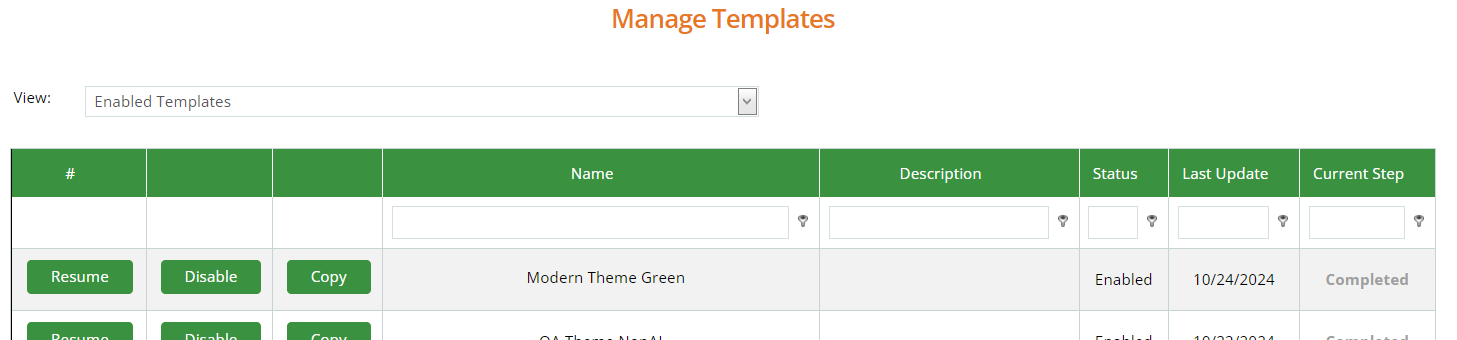 Manage Templates